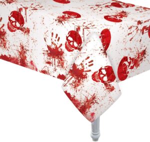 oojami 4 pack halloween party decoration zombie skull bloody tablecloths party decor - 4 pack picnic table covers,halloween party decoration supplies