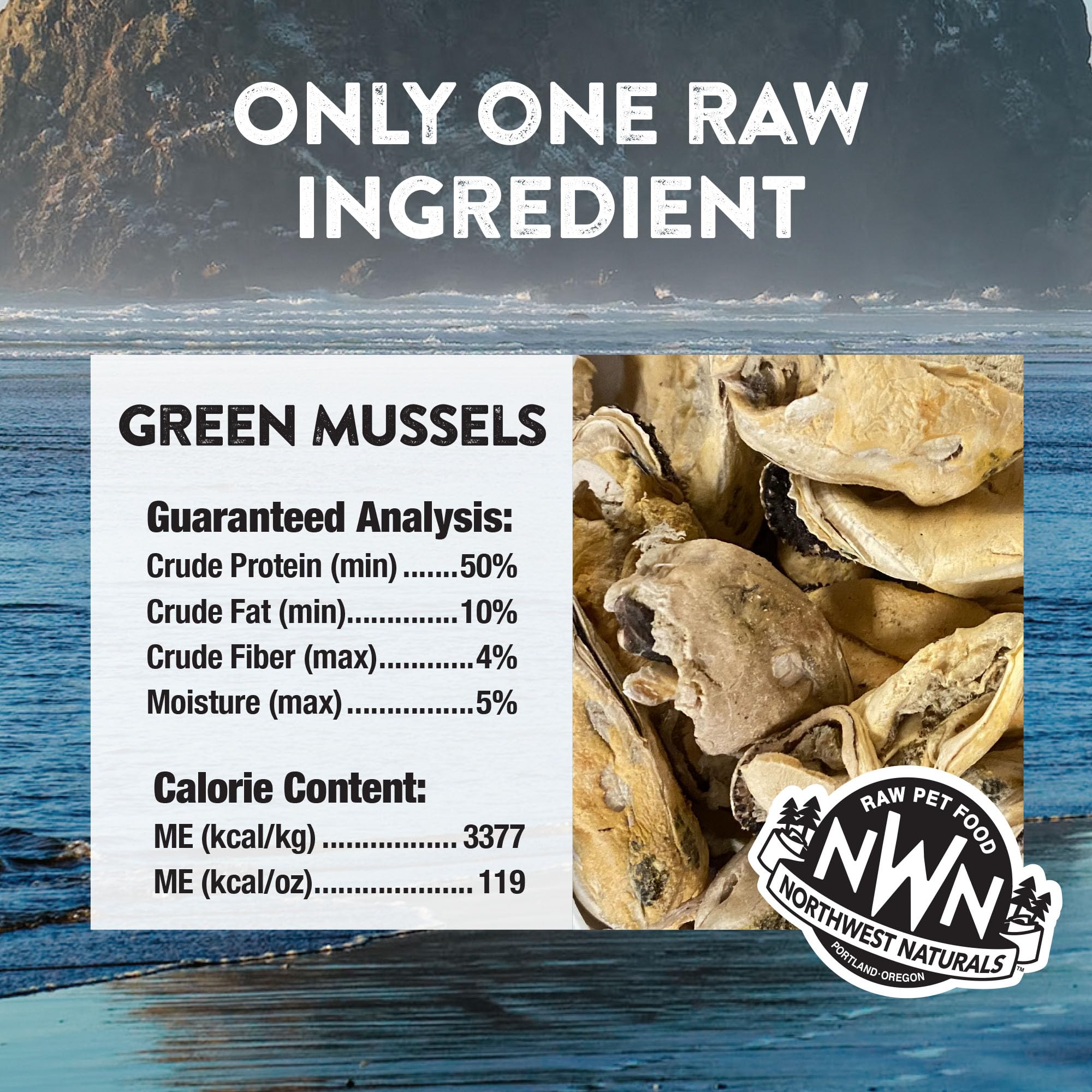 Northwest Naturals Raw Rewards Freeze-Dried Green Lipped Mussel Treats for Dogs and Cats - Bite-Sized Pieces - Healthy, 1 Ingredient, Human Grade Pet Food, All Natural - 2 Oz (Pack of 1)