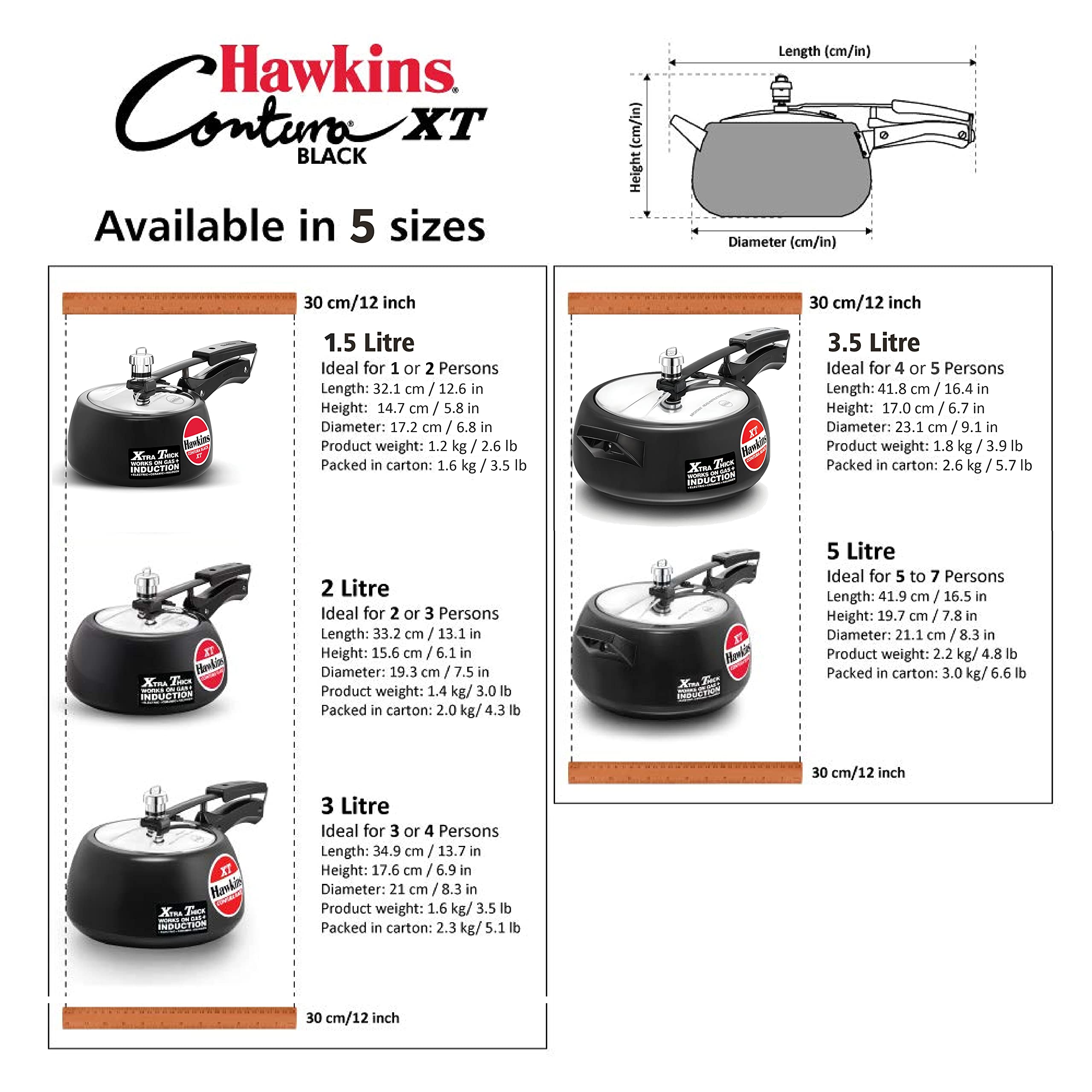 HAWKINS PRESSURE COOKER, 3.5 Liter, Silver