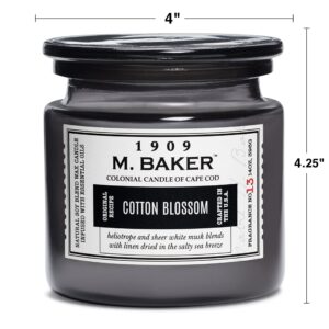 Colonial Candle Cotton Blossom Scented Jar Candle | 2-Wick Natural Soy Blend Wax Candle for Home | Relaxing Aromatherapy Candle Infused with Essential Oils | M. Baker Apothecary Glass Jar Candle