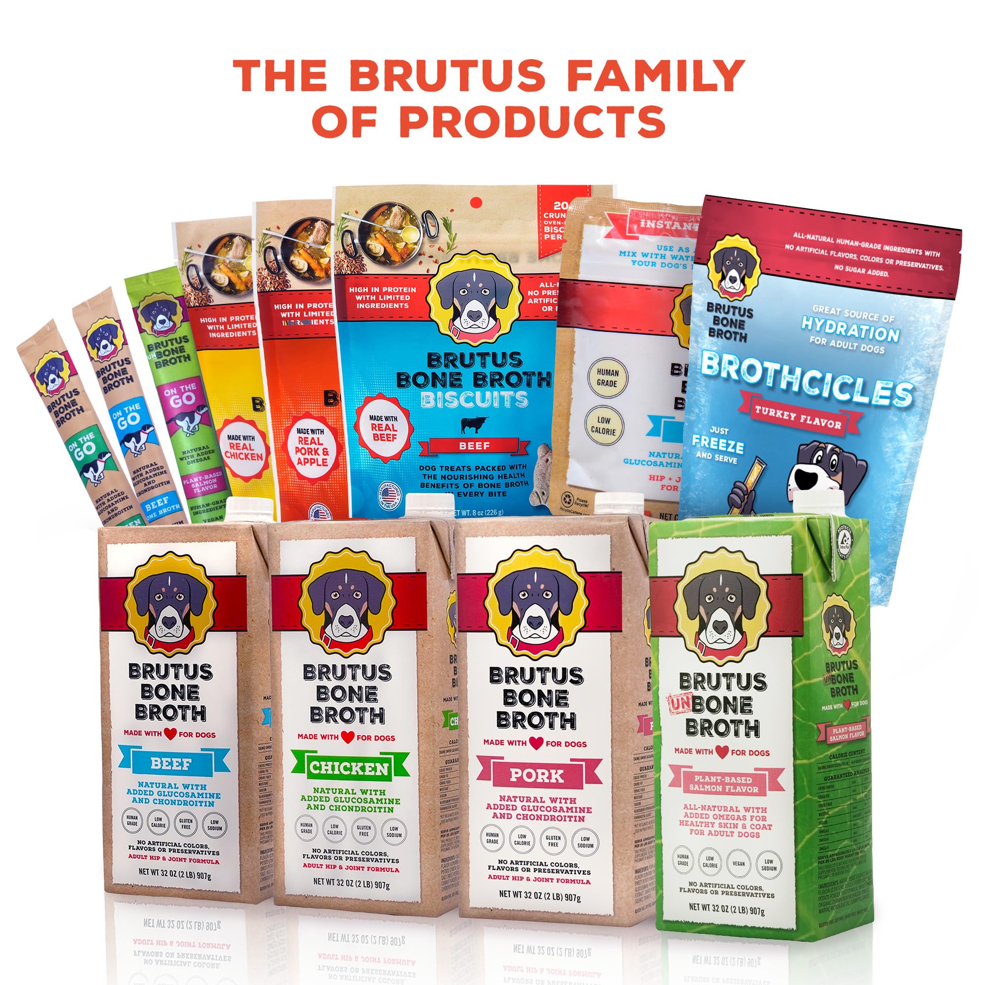 Brutus Bone Broth Biscuits (Chicken) - Healthy Dog Treats - Natural Dog Biscuits with Dog Bone Broth and Real Chicken Meat - 18 Grams of Protein - 8 OZ (Pack of 2)