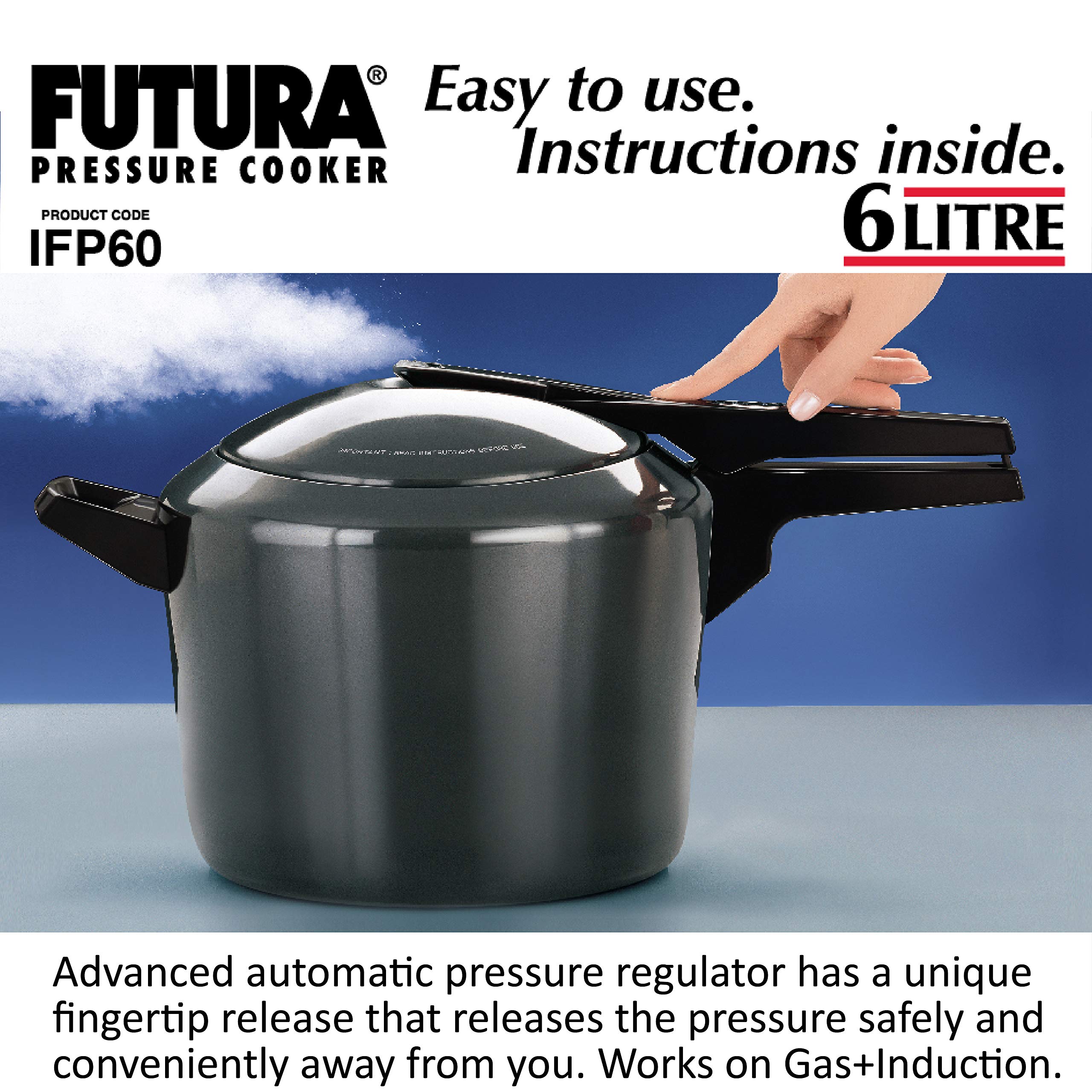 FUTURA PRESSURE COOKER, 6 Liter, GRAY