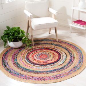 safavieh natural fiber round collection 3' round pink nfb301u handmade boho country charm jute area rug