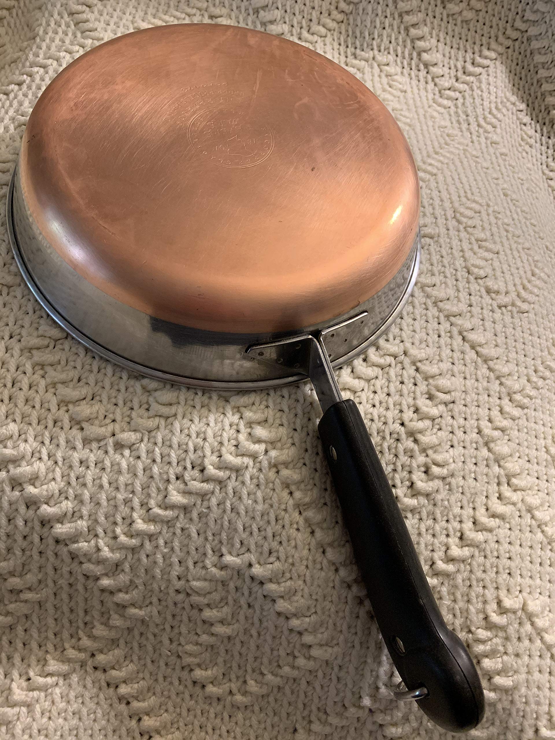 Vtg Revere Ware SS Copper Bottom Double Ring 8” Skillet