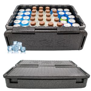 chill ice collapsible cooler foam chest box - insulated, foldable, portable, lightweight, iceless & waterproof - x large