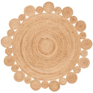 SAFAVIEH Natural Fiber Round Collection 4' Round Natural NFB307A Handmade Boho Country Charm Jute Area Rug