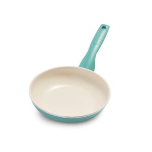 greenpan rio healthy ceramic nonstick 7" frying pan skillet, pfas-free, dishwasher safe, turquoise