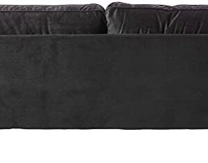 US Pride Furniture Haven Modern Velvet Sofa with Bolster Pillows, Button Tufted Seat, Track Arms and Solid Wood Legs, Couches for Living Room, Bedroom and Home Office, Black