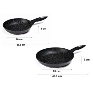 Zyliss E980107 Ultimate Non-Stick 2 x Frying Pans Set, 20cm/8in and 28cm/11in, Forged Aluminium, Black, Rockpearl Plus Non-Stick Technology, Suitable for All Hobs Including Induction