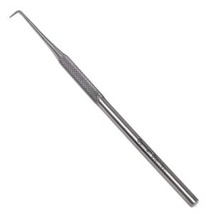 single ended micro fine point full curved right angled dissecting needle 90 degree angle, stainless steel 5.5" (14cm)