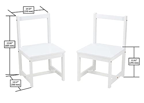 Amazon Basics Solid Wood Kids Activity Chair Set, 23.8-Inch Height - 2-Pack, White