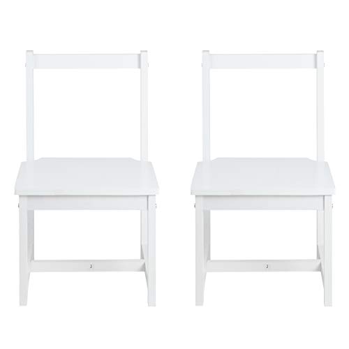 Amazon Basics Solid Wood Kids Activity Chair Set, 23.8-Inch Height - 2-Pack, White