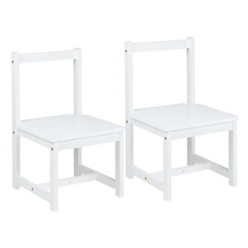 Amazon Basics Solid Wood Kids Activity Chair Set, 23.8-Inch Height - 2-Pack, White