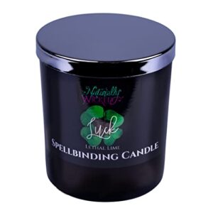 Naturally Wicked Spellbinding Luck Candle with Crystal, Wood Wick & Gift Box