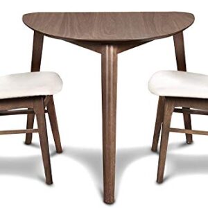 New Classic Furniture Mid-Century Modern Oscar Corner Table 3-Piece Dining Set, Walnut