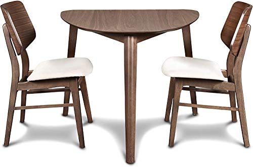 New Classic Furniture Mid-Century Modern Oscar Corner Table 3-Piece Dining Set, Walnut