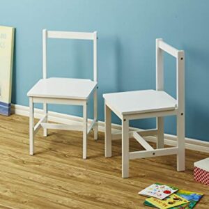 Amazon Basics Solid Wood Kids Activity Chair Set, 23.8-Inch Height - 2-Pack, White