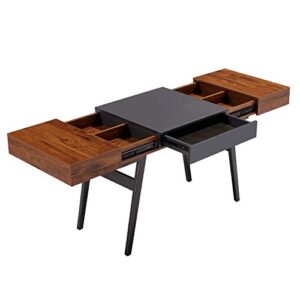 Techni Mobili Expandable Modern Storage Writing Desk, Mahogany