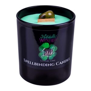 naturally wicked spellbinding luck candle with crystal, wood wick & gift box