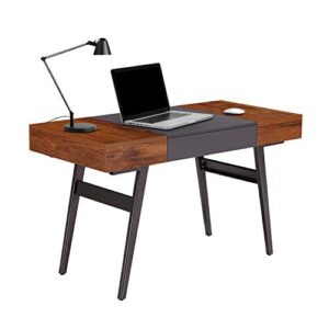 techni mobili expandable modern storage writing desk, mahogany