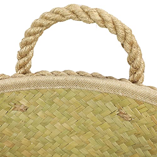 Deco 79 Seagrass Round Storage Basket with Handles, Set of 3 17", 15", 13"W, White