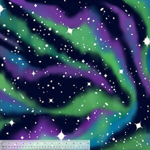 spacey northern lights anti-pill fleece fabric by the yard