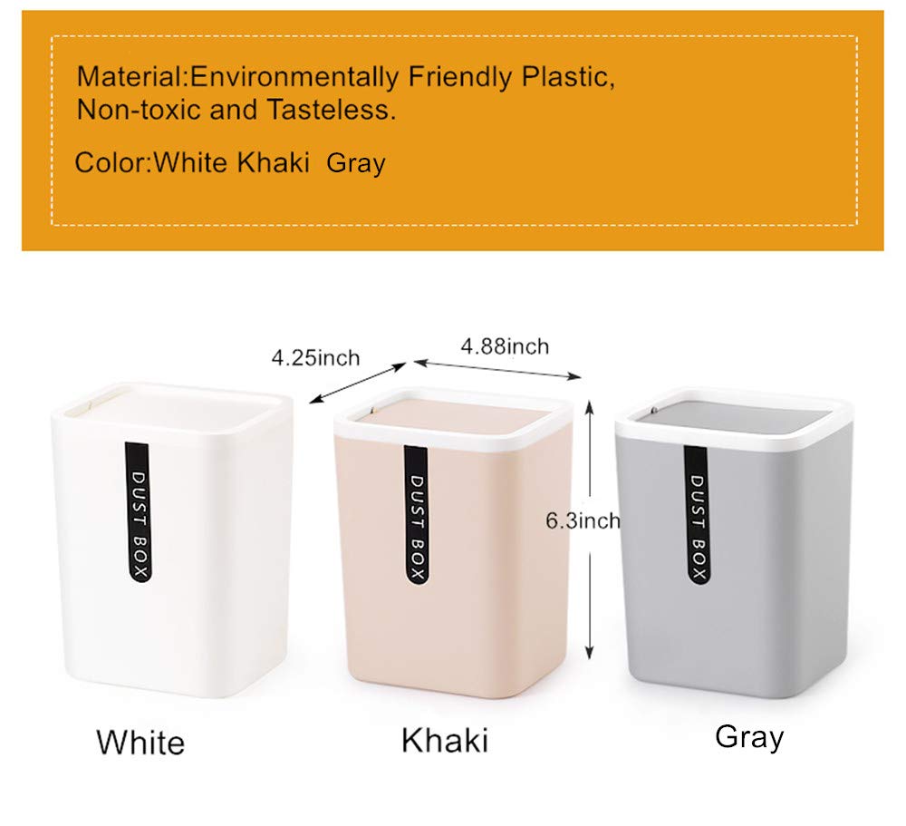 FuQ Mini, Desktop trash can for Office Desktop Coffee Table Kitchen Small Garbage Can Colorful Plastic Shake Cover Bucket Small Paper Basket