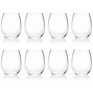 xinguo plastic 17-ounce acrylic glassses stemless wine glasses, set of 8 clear - unbreakable, dishwasher safe, bpa free…