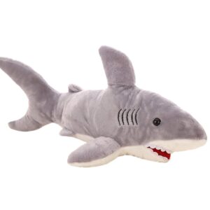 vsfndb stuffed shark animal plush toy 16 inch long great white animal stuffed plushies super soft cute cuddly pillow cushion stuff dolls gifts for children kids boys girls room decor bedtime, 16inches