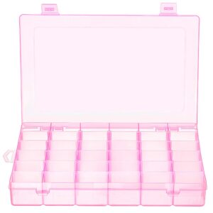 plastic jewelry box storage organizer container with adjustable dividers 36 grids pink