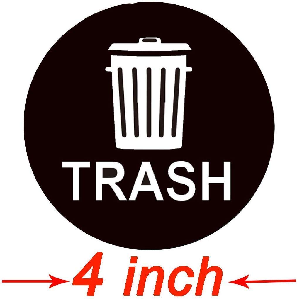 Recycle Sticker Trash Bin Label 8 Pack-4"x4"-Waterproof Organize & Coordinate Garbage Waste from Recycling Indoor & Outdoor,Great for Metal Aluminum Steel or Plastic Trash Cans,Use at Kitchen &Office