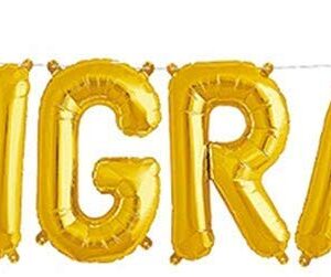 Tellpet Congrats Foil Letter Balloons, Graduation, Wedding, Bridal Party Supplies Decorations, Gold, 16 Inch