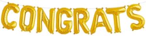 tellpet congrats foil letter balloons, graduation, wedding, bridal party supplies decorations, gold, 16 inch