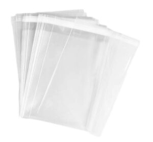 100 pack 4 3/4in. x 6 1/2in clear resealable cello/cellophane treat bags self sealing bags food safe for cookie candle soap candy bakery gift