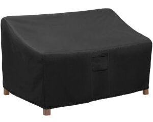 taufey patio bench loveseat cover, heavy duty and 100% waterproof outdoor sofa cover, lawn patio furniture covers with air vent - medium(standard), black