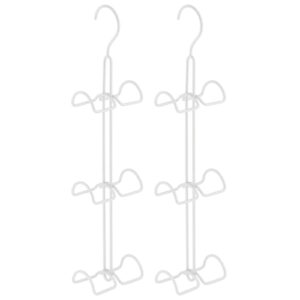 mDesign Metal Wire Over The Closet Rod Hanging Storage Organizer Hanger for Storing and Organizing Purses, Backpacks, Satchels, Crossovers, Handbags - 2 Pack - White