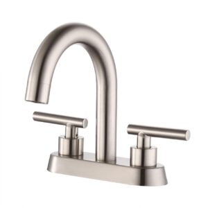 KES 4 Inches Centerset Bathroom Sink Faucet Brushed Nickel Morden Vanity Faucet Brass Construction, Sink Drain Not Included, L4117LFF12-BN