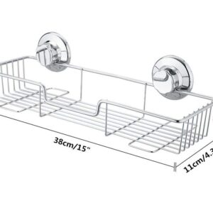 MONOKIT Shower Caddy Suction Cup Basket-Command Bathroom Shower Wall Caddy Organizer Shelf with Hooks Stainless Steel Large Shampoo Shower Holder Shelves for Bath, Drill Free and Never Rust