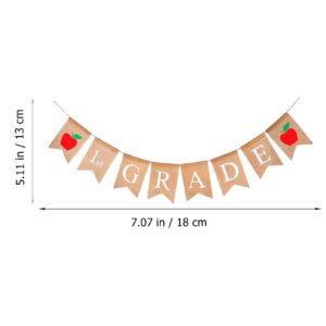 Amosfun School Banner Kindergarten Banner 1st Grade Banner School Garland Apple Garland Banner for Kids Classroom Back to School First Grade Birthday Party Decorations