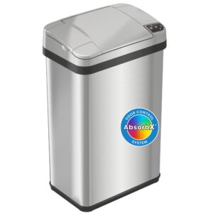 itouchless 4 gallon sensor trash can with absorbx odor filter and air freshener, stainless steel 15 liter waste bin for bathroom and bedroom