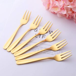 Buyer Star Cocktail Forks, 18/10 Stainless Steel 3-tine Appetizers Desert Mini Salad Fruit Fork Sets of 8, 5.5 Inch