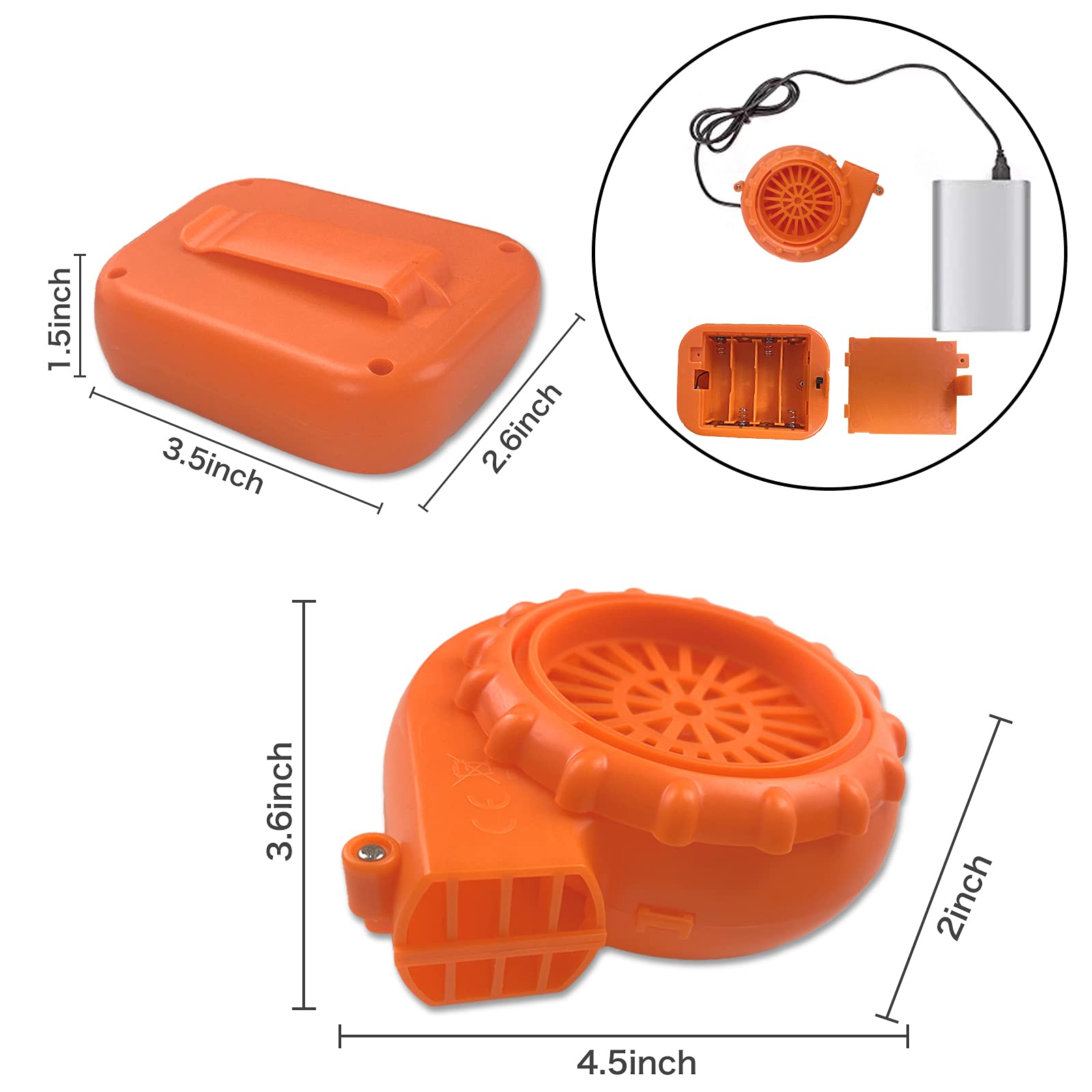 Wittocs Inflatable Costume Fan for Dinosaur Halloween Christmas Festival Supplies, Originals Fan Replacement Orange Air Pump and Battery Case