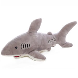 VSFNDB Stuffed Shark Animal Plush Toy 16 Inch Long Great White Animal Stuffed Plushies Super Soft Cute Cuddly Pillow Cushion Stuff Dolls Gifts for Children Kids Boys Girls Room Decor Bedtime, 16Inches