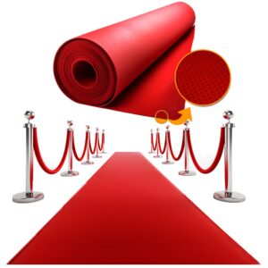 red carpet runner for party - triple thickness, non-slip grip dots - felt rug party decorations - wedding ceremony aisle runner, hollywood oscars grammy event runway - 2.2x16.4 feet