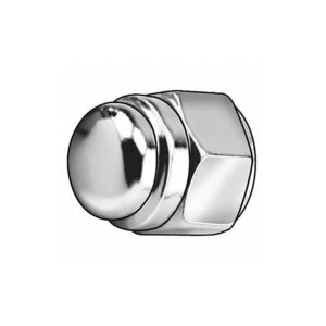 cap nut, 3/8-16, gr 2, steel, chrome, pk5