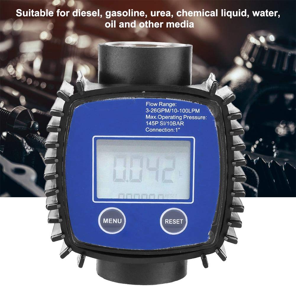 Flow Meter, 1in Digital Display High Accuracy Measure Mini Internal Thread Flowmeter for Water Diesel