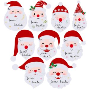 winlyn 8 sheets 144 pcs from santa tag stickers christmas labels stickers name tag stickers in assorted cute smile santa claus designs for holiday festive wrapping party favors