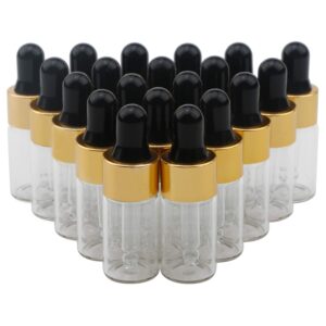 kesell 20pcs 3ml mini dropper bottle clear glass dropper bottle with aluminum cap