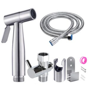 handheld bidet sprayer for toilet - jet sprayer for toilet cloth diaper sprayer set, adjustable muslim shower bidets for existing toilets, bidet attachment with bidet hose for feminine wash (sliver)