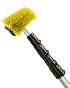 doca floor scrub brush with long handle - 7-30 ft extension pole (36+ ft reach) - outdoor broom - car wash brush with long handle also for house siding, deck, patio & more